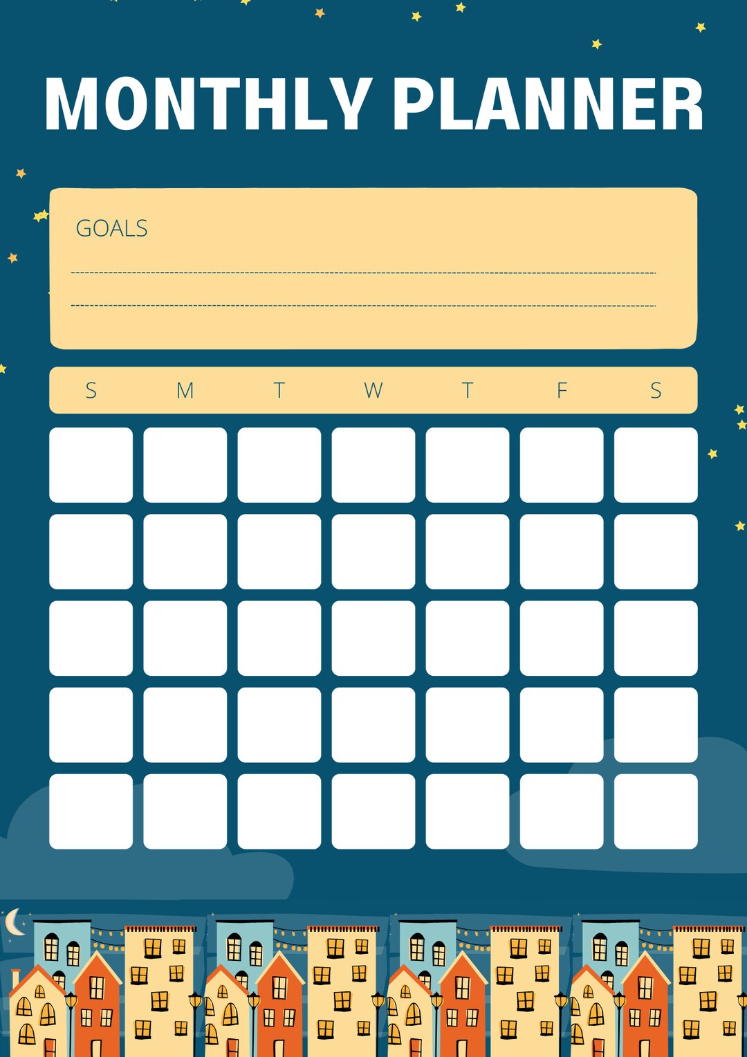 Blue Simple Monthly Planner - Etsy