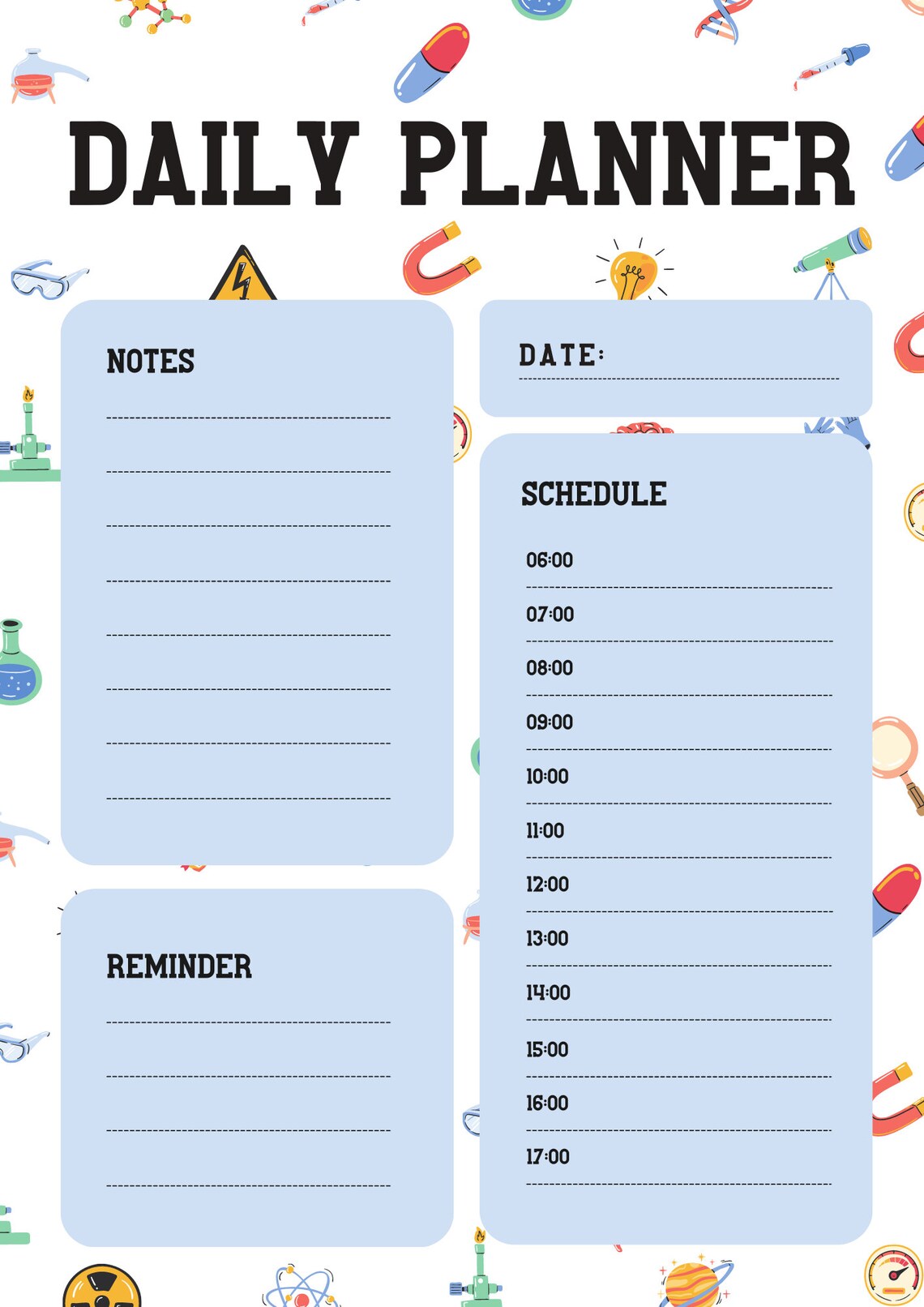 Blue and White Modern Daily Planner - Etsy