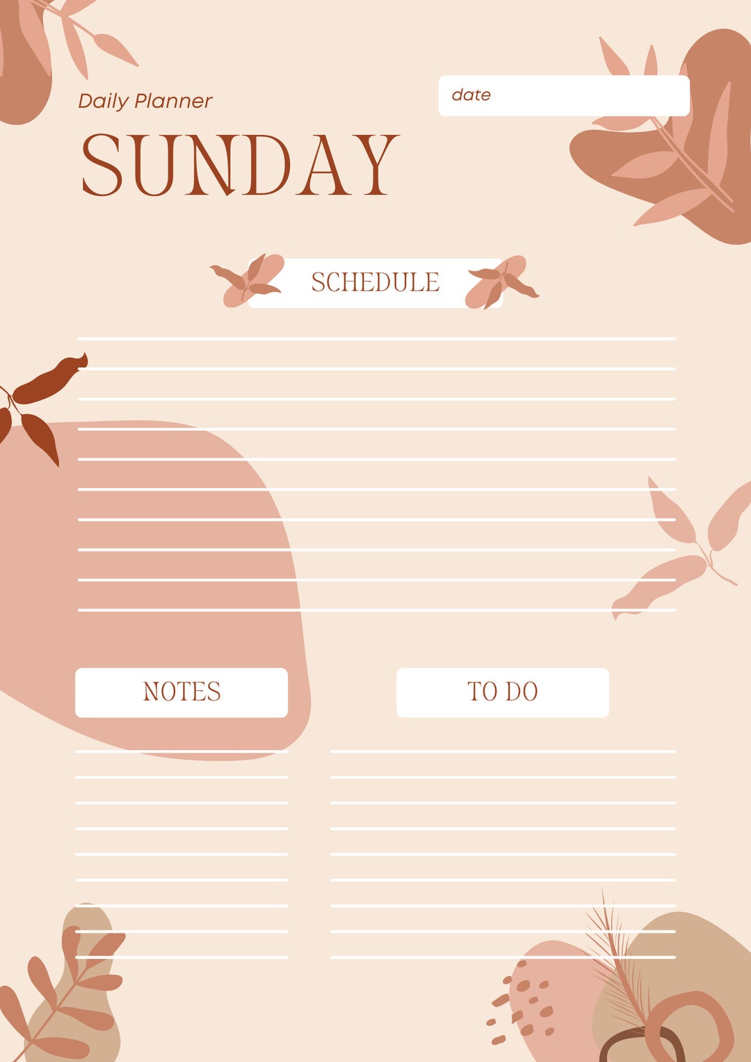 Beige and Brown Boho Abstract Illustration Daily Planner - Etsy