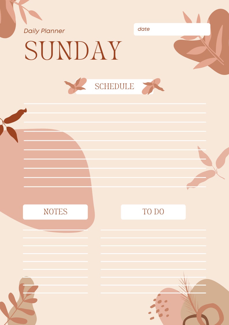 Beige and Brown Boho Abstract Illustration Daily Planner - Etsy