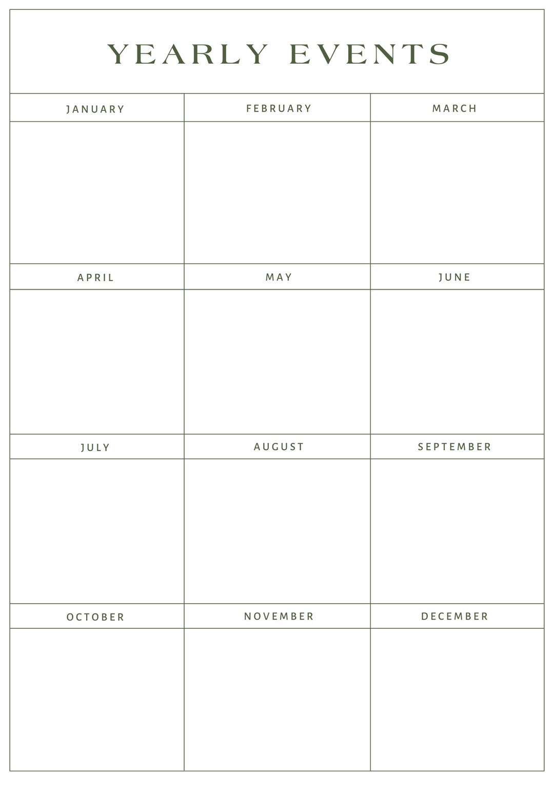 Elegant Yearly Events Calendar Planner - Etsy