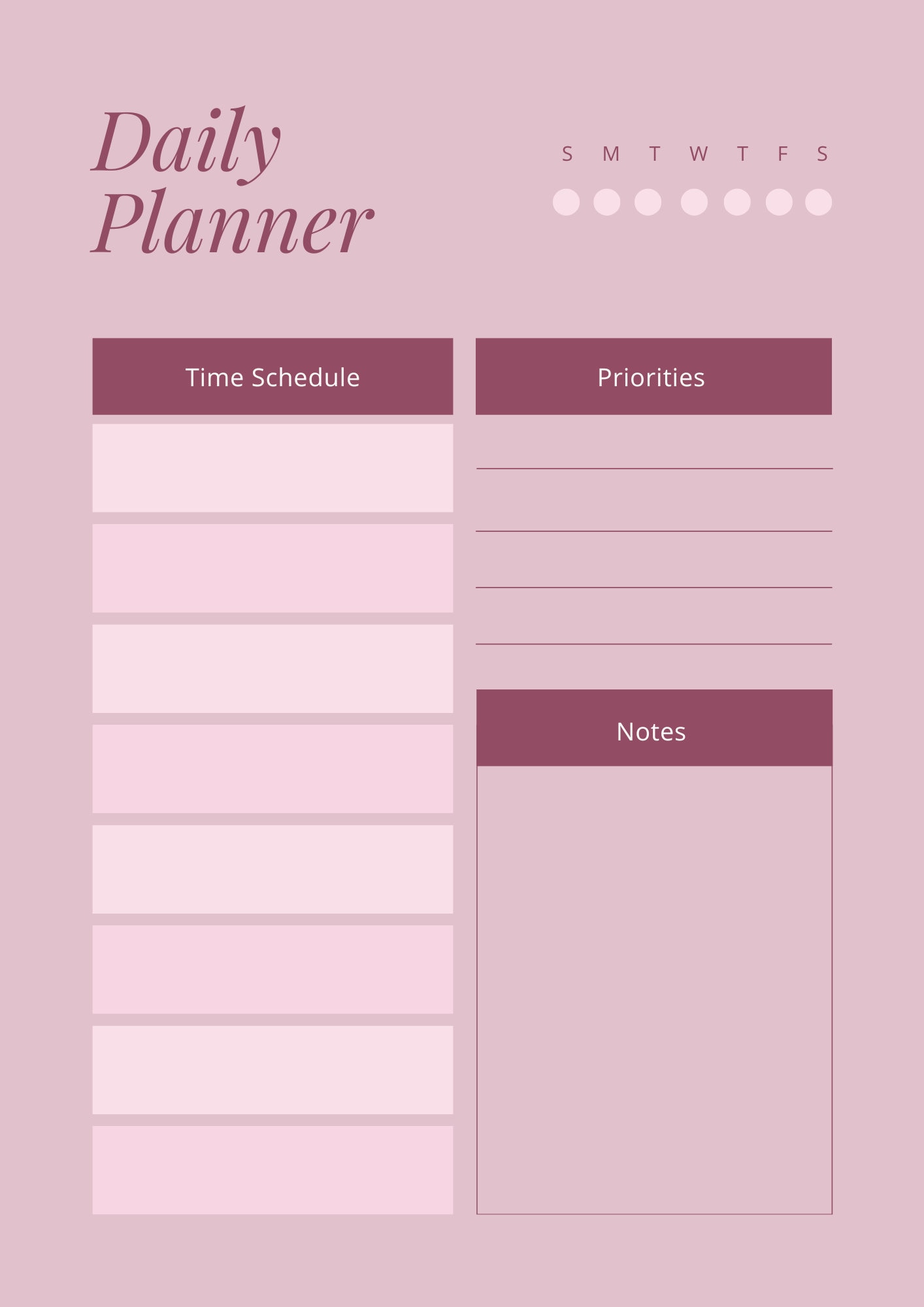 Simple A4 Printable Daily Planner - Etsy
