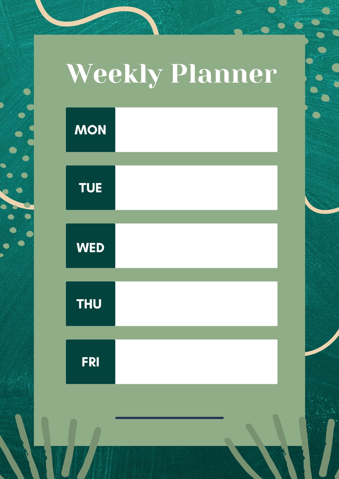 Green Weekly Planner Template - Etsy