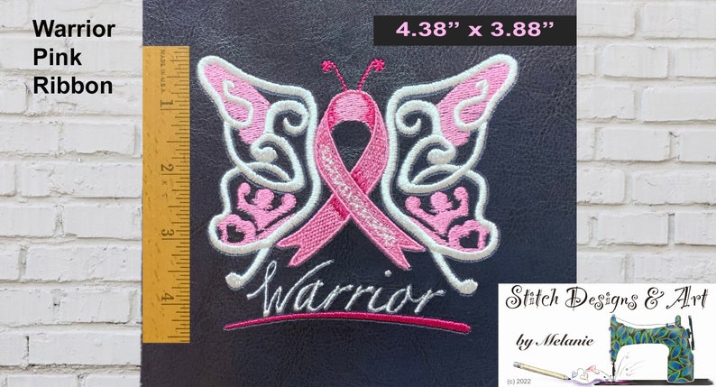 Warrior Pink Ribbon Breast Cancer Awareness Machine Embroidery Patter ...