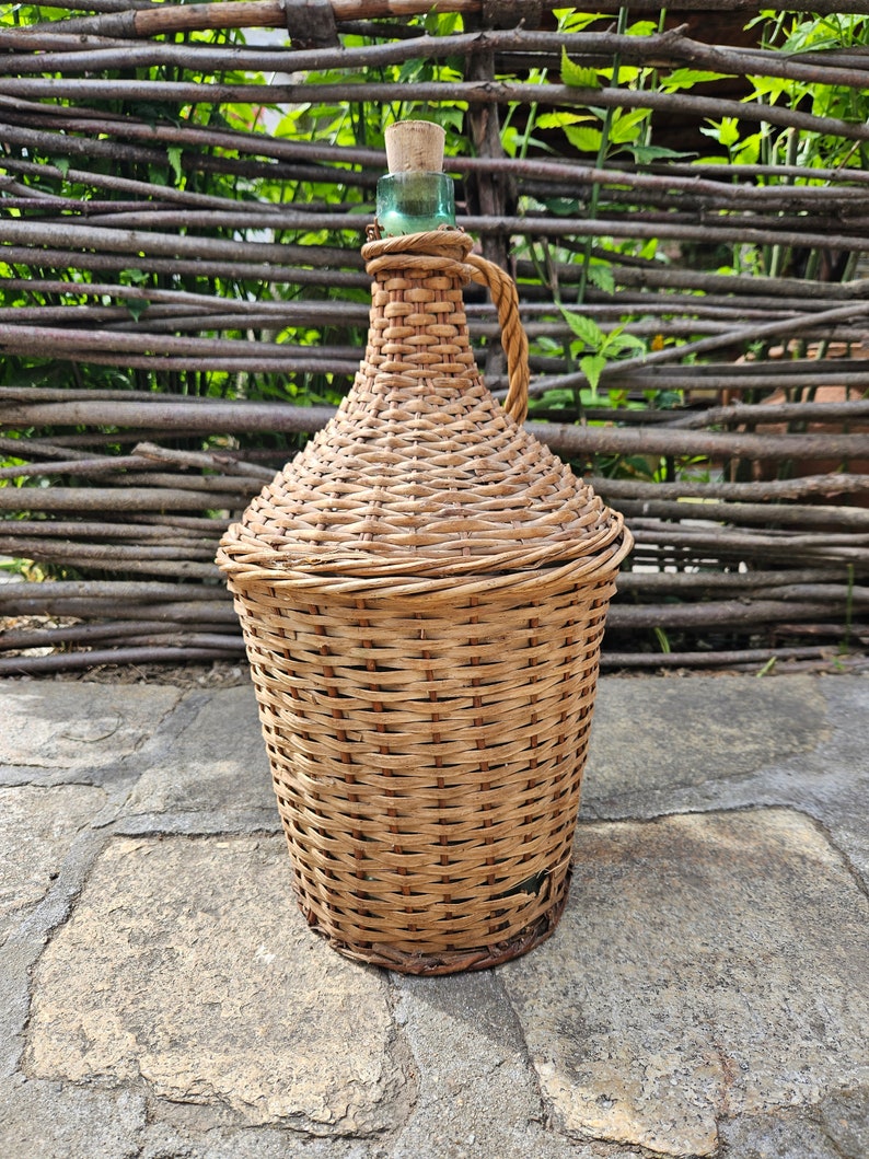 Collectible Vintage Wicker Demijohn 9 L.: Timeless Elegance - Etsy