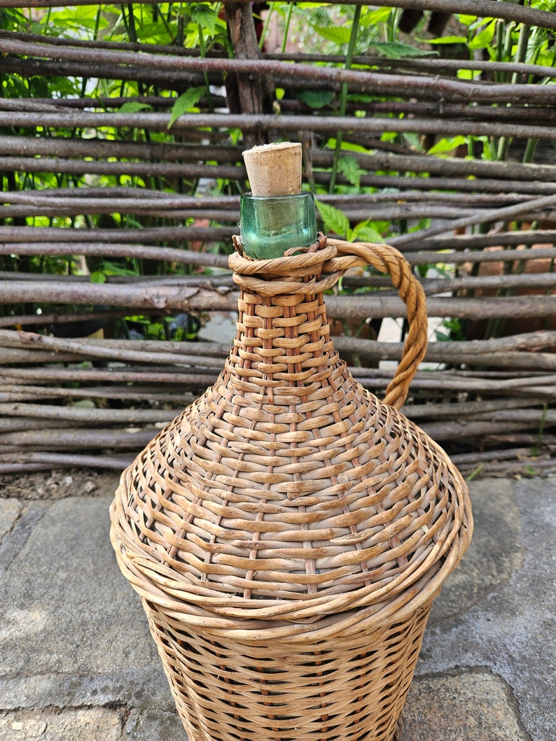 Collectible Vintage Wicker Demijohn 9 L.: Timeless Elegance - Etsy