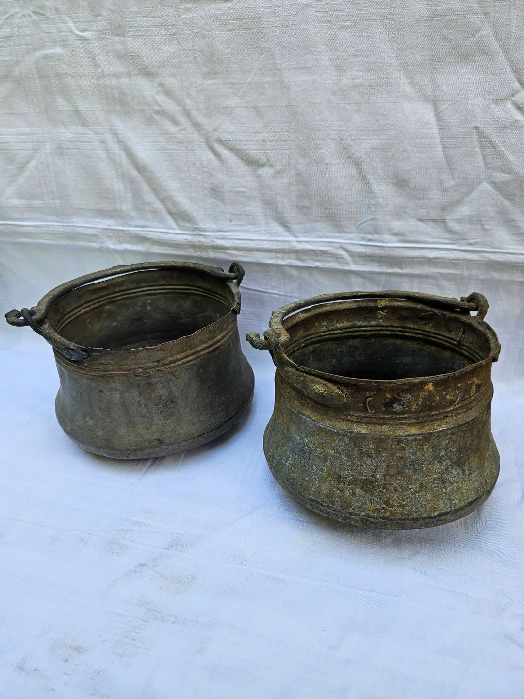 ANTIQUE Hammered COPPER Cauldron Kettle Pot Primitive Rustic Home Decor ...