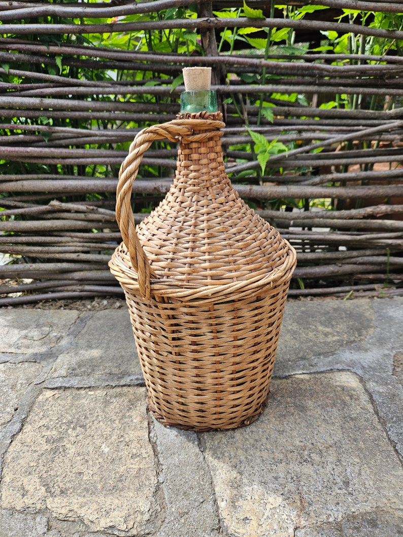 Collectible Vintage Wicker Demijohn 9 L.: Timeless Elegance - Etsy