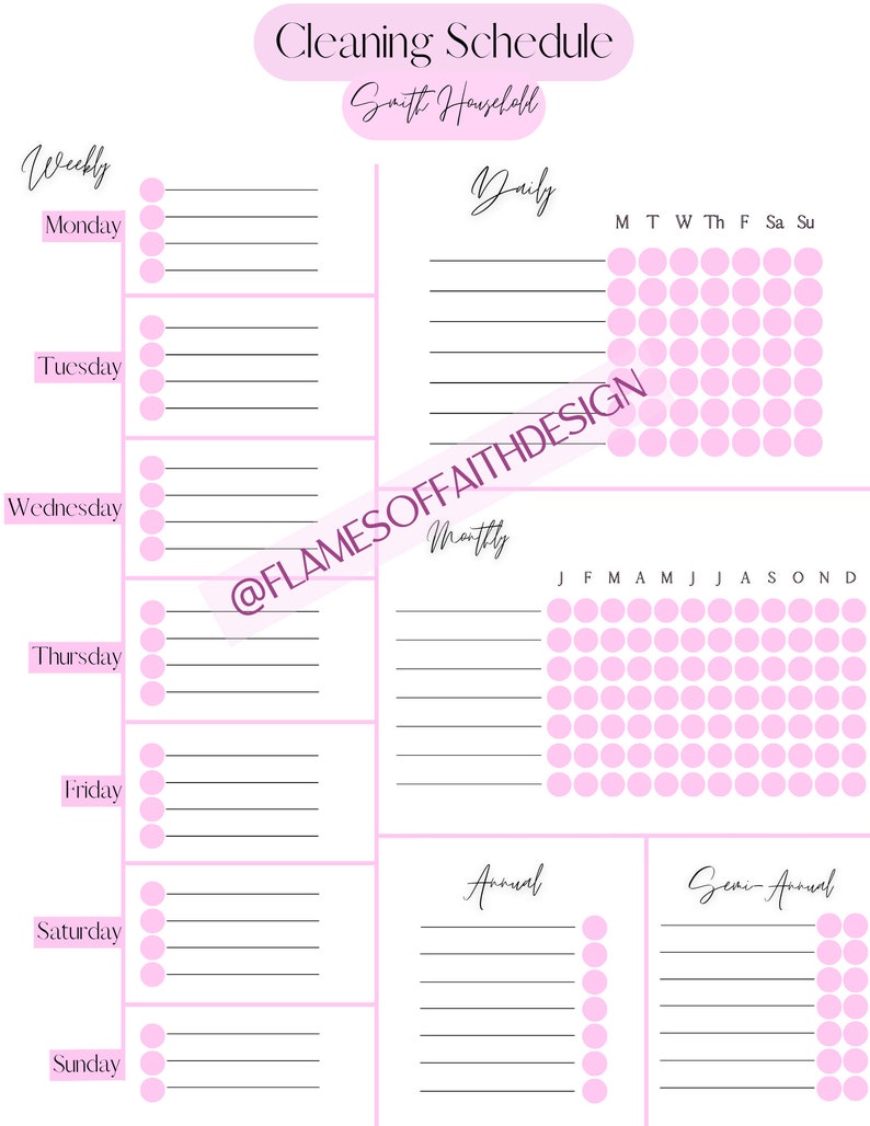 Household Chore Chart Customizable Canva Cleaning Schedule - Etsy