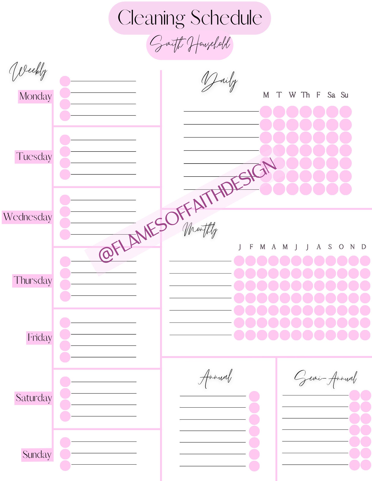 Household Chore Chart Customizable Canva Cleaning Schedule - Etsy