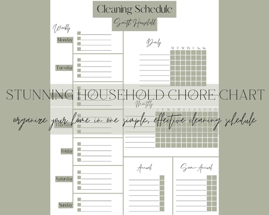 Household Chore Chart, Customizable Canva Cleaning Schedule for Daily ...