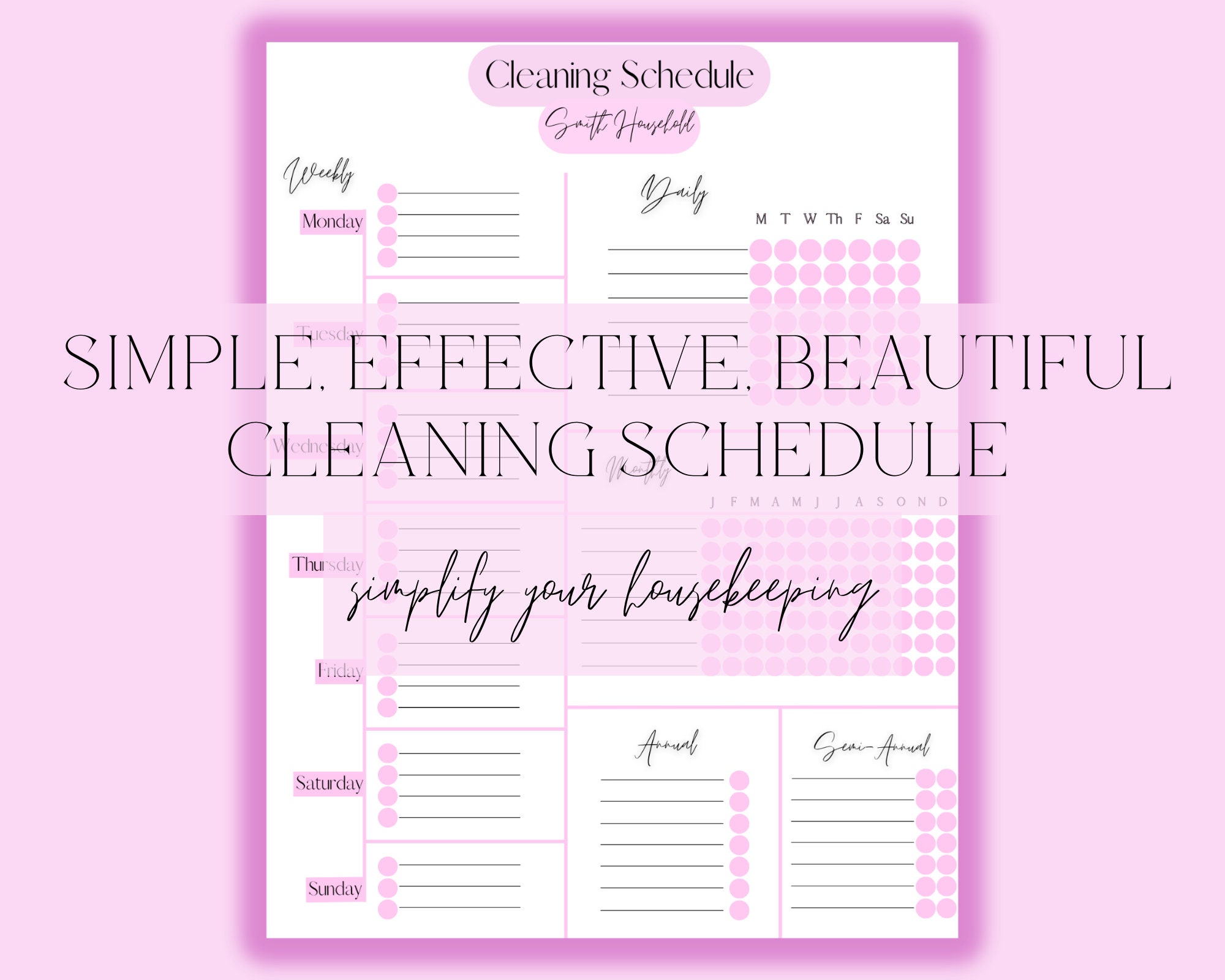 Household Chore Chart Customizable Canva Cleaning Schedule - Etsy