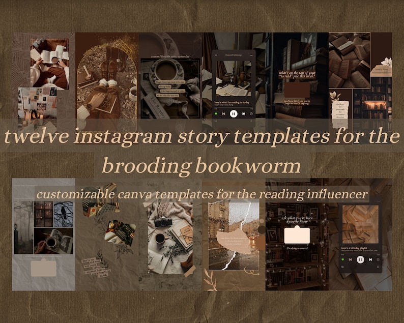 Dark Academia Aesthetic Instagram Story Templates - Book Reading ...
