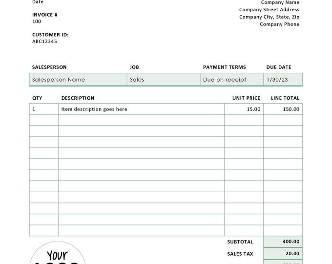 Editable Invoice Template | Blank Invoice | Create Your Own Invoice | Business Tools | Simple ...