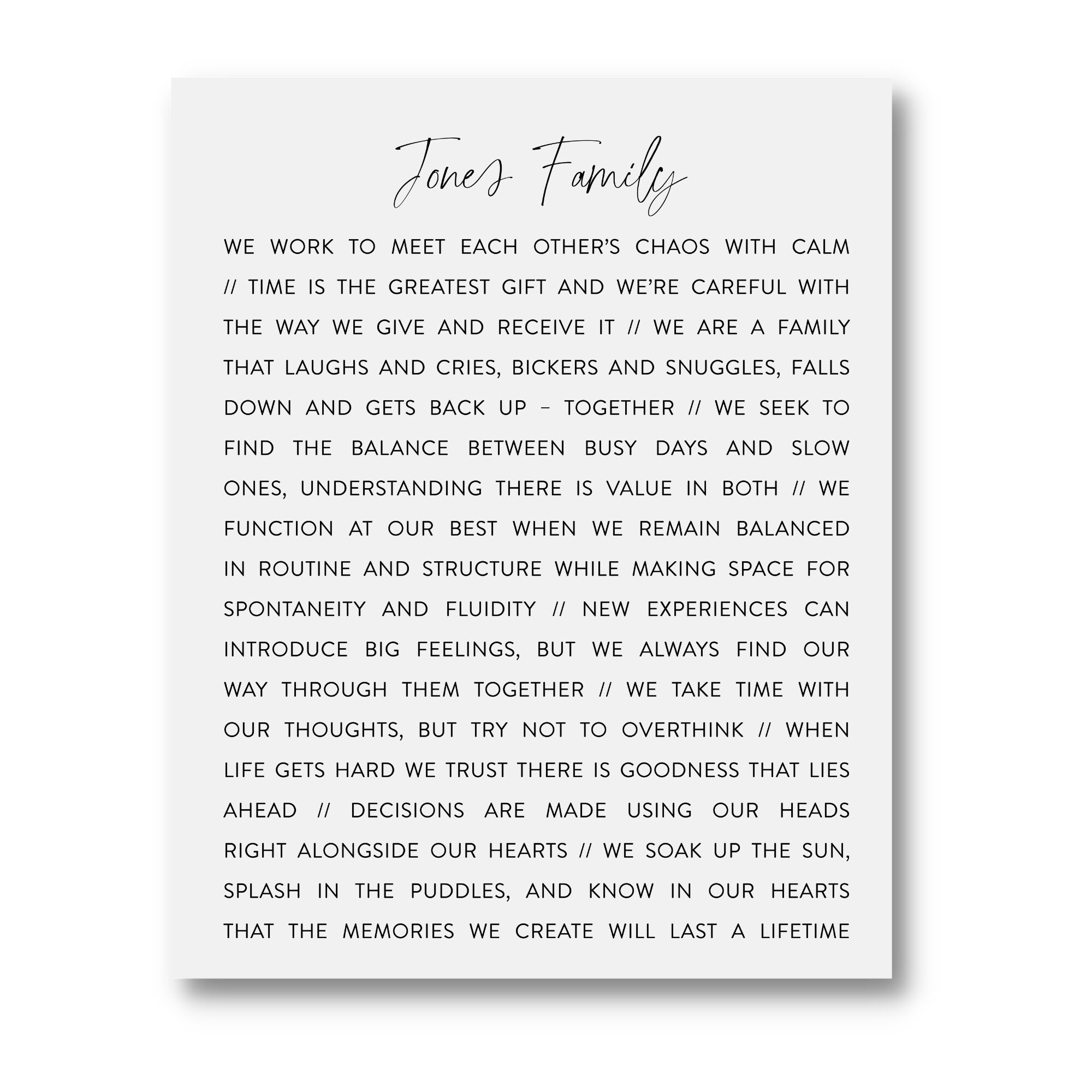 Balance Family Manifesto Core Values Family Values Family Goals Wall ...