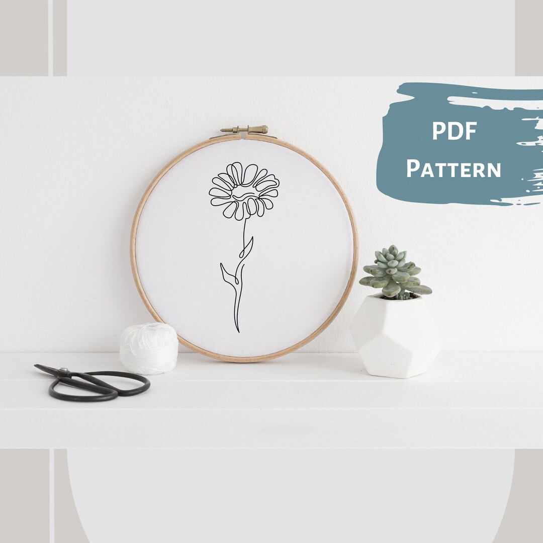 Simple Daisy - Hand Embroidery PDF Pattern, 4 Sizes, Instant Digital ...
