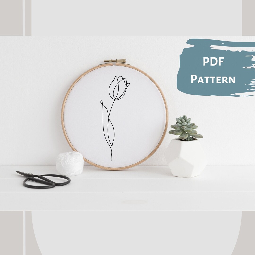 Simpie Tulip - Hand Embroidery PDF Pattern, 4 Sizes, Instant Digital ...