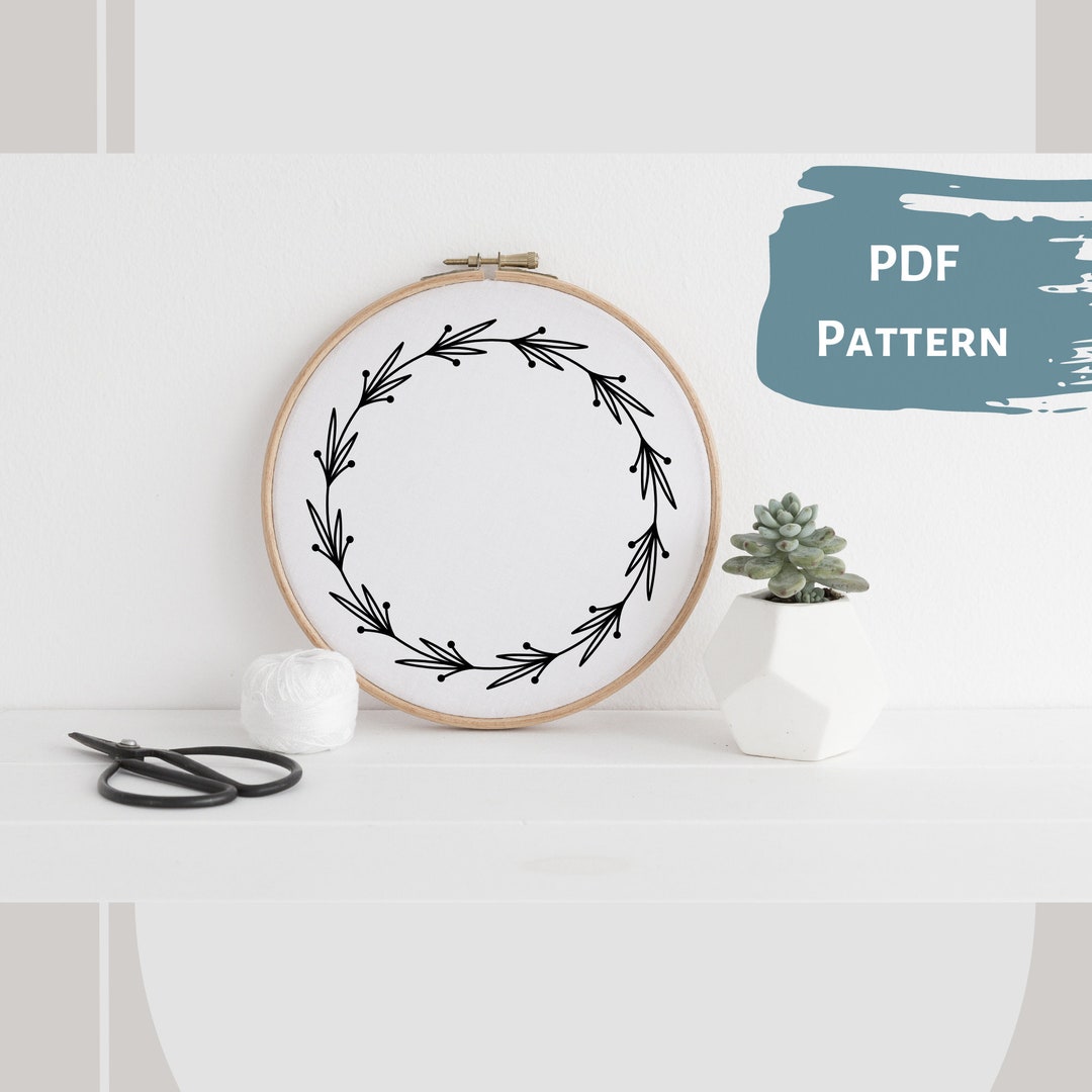 Hoop Border II - Hand Embroidery PDF Pattern, 4 Sizes, Instant Digital ...