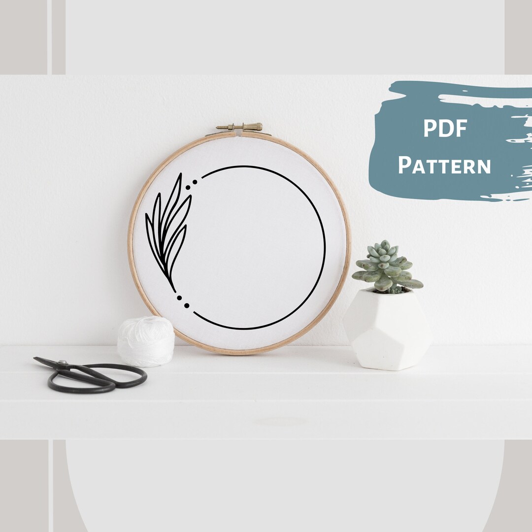 Hoop Border V - Hand Embroidery PDF Pattern, 4 Sizes, Instant Digital ...