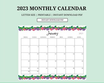 2023 Monthly Calendar,printable, Seamless Pattern Design,pdf,horizontal ...