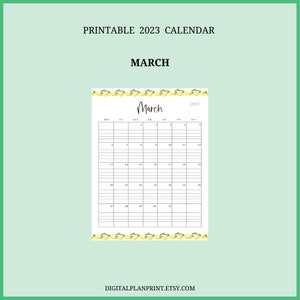 2023 Monthly Calendar, Printable , Lemon Pattern ,PDF, Letter Size /A4 ...