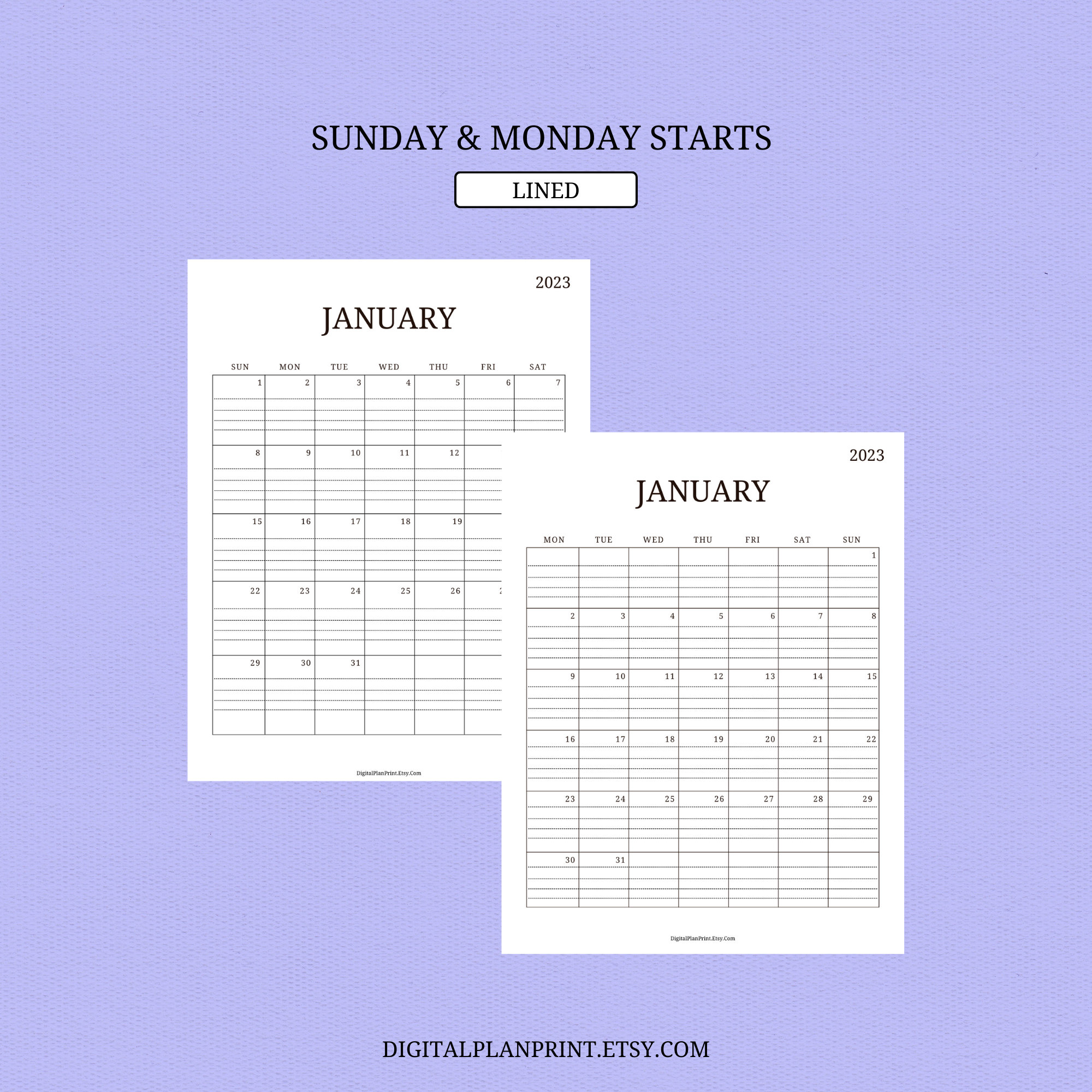 2023 Monthly Calendar, Printable ,minimalist Black Style,pdf, Letter ...
