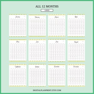 2023 Monthly Calendar, Printable , Lemon Pattern ,PDF, Letter Size /A4 ...