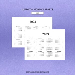2023-2030 Year Calendars ,printable, Yearly Calendar, Black Color, One ...