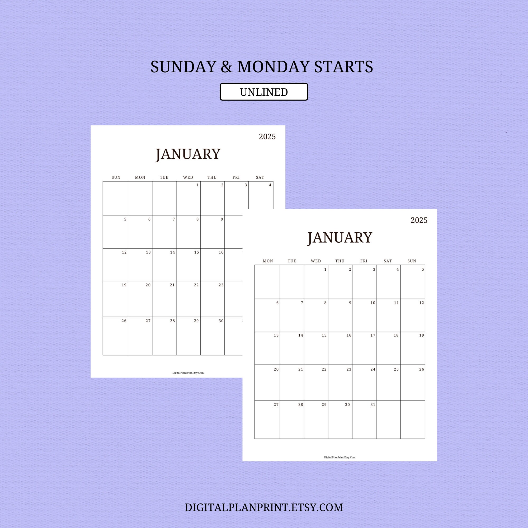 2025 Monthly Calendar, Printable ,minimalist Black Style,pdf, Letter ...