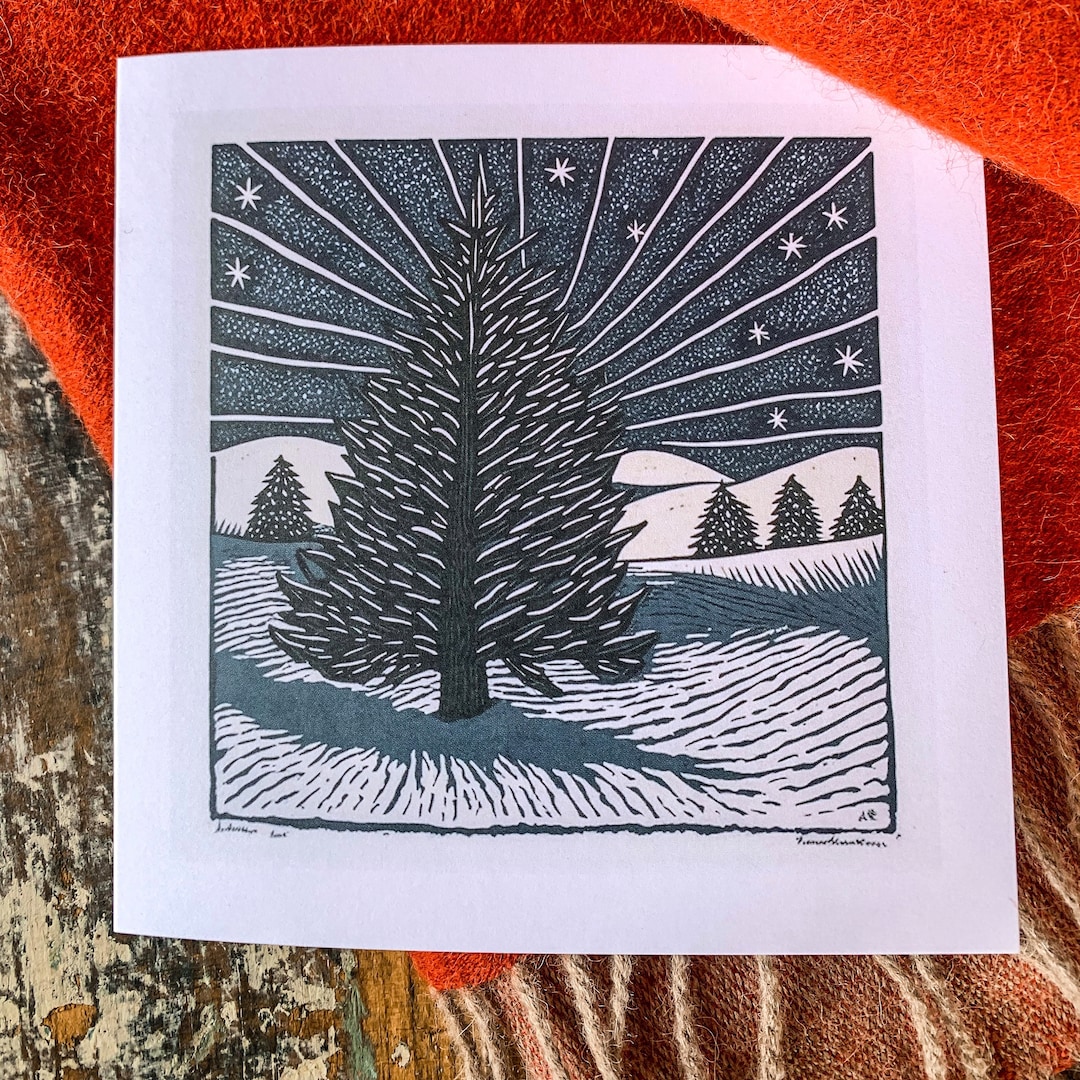 Greeting Card - Pine Trees in Snow - Etsy