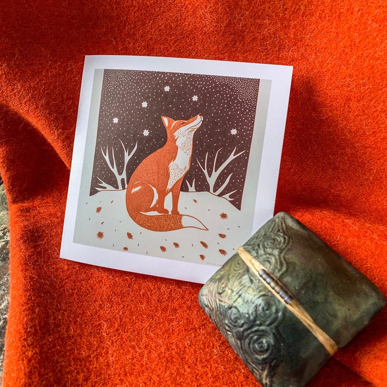Greeting Card - Red Fox in Winter Snowfall - Etsy