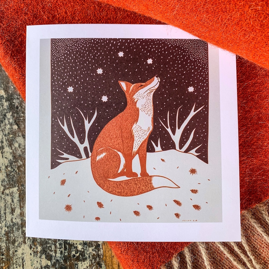 Greeting Card - Red Fox in Winter Snowfall - Etsy