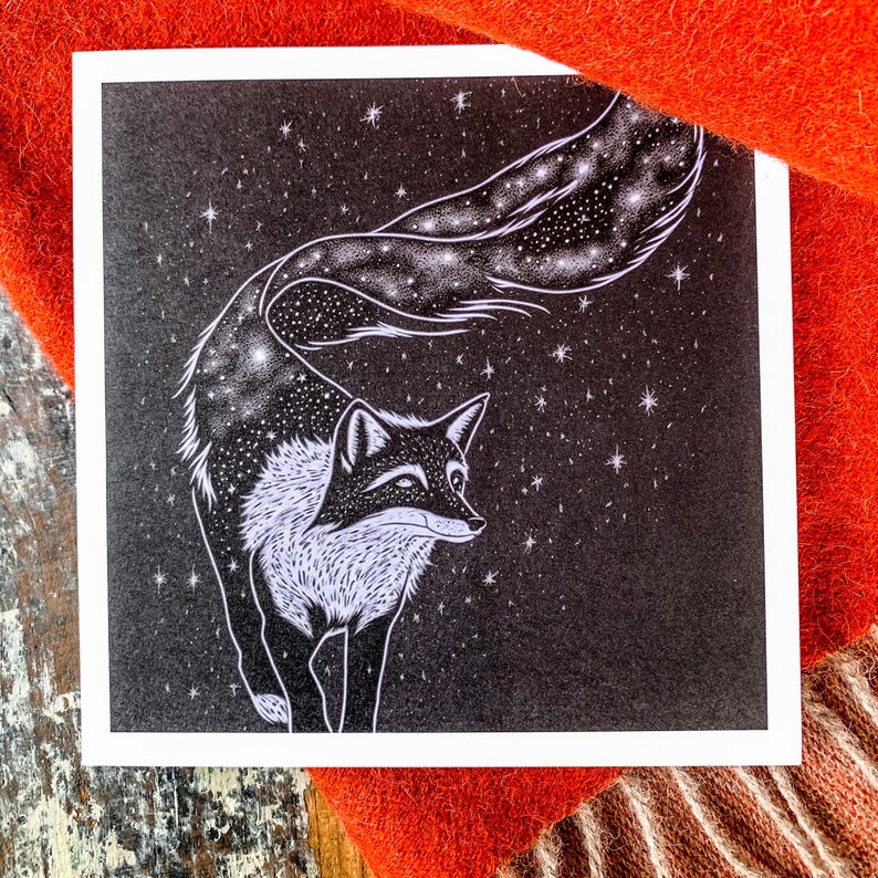 Greeting Card - Fox in the Stars - Etsy