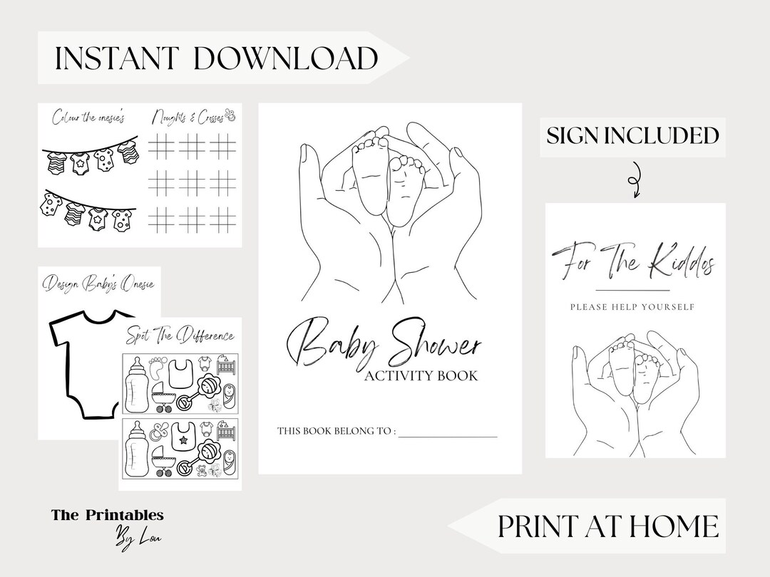 Kids Baby Shower Activity Book , Activity Book , Baby Shower Activity ...