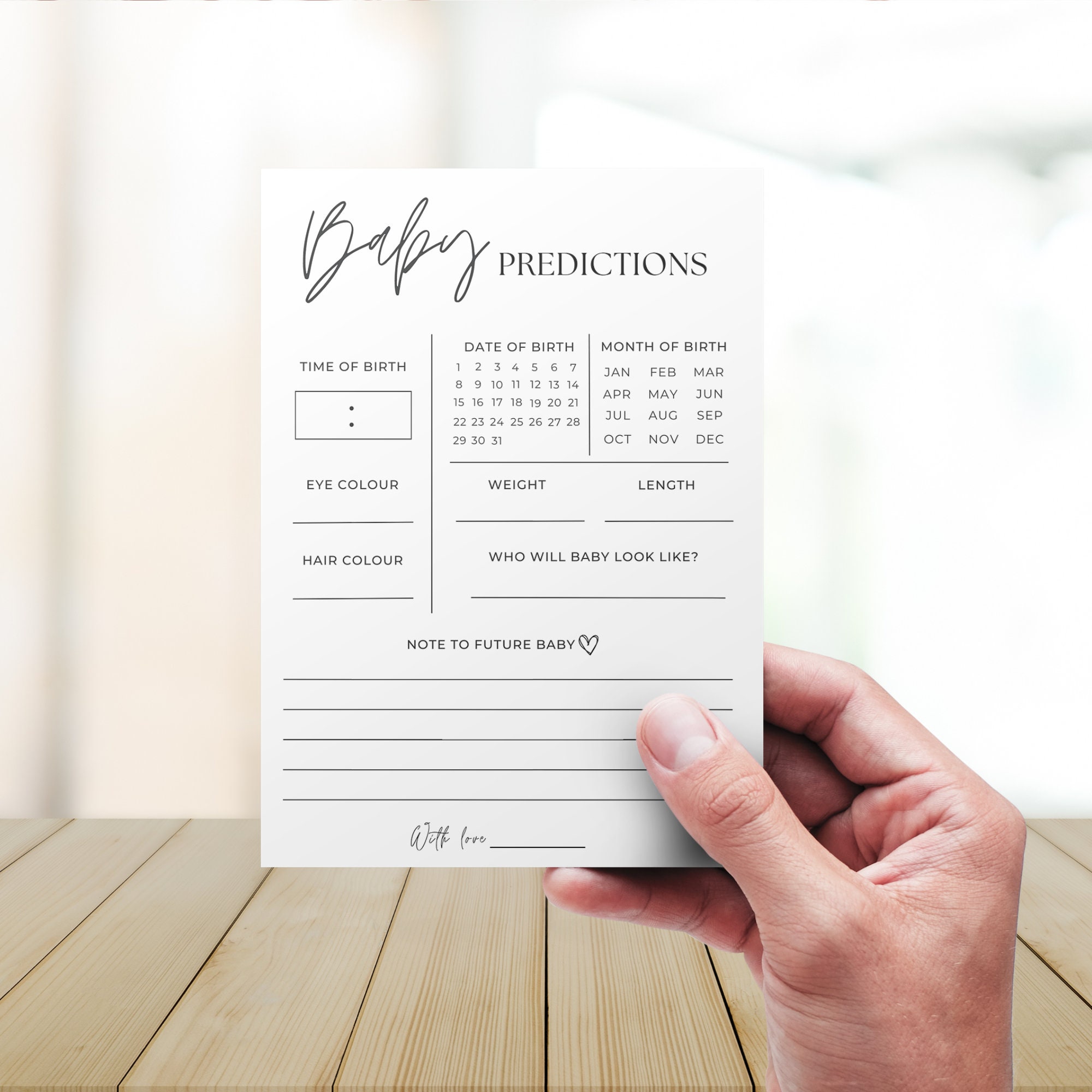 Baby Predictions Card , Printable Baby Shower Games , Baby Shower DIY ...