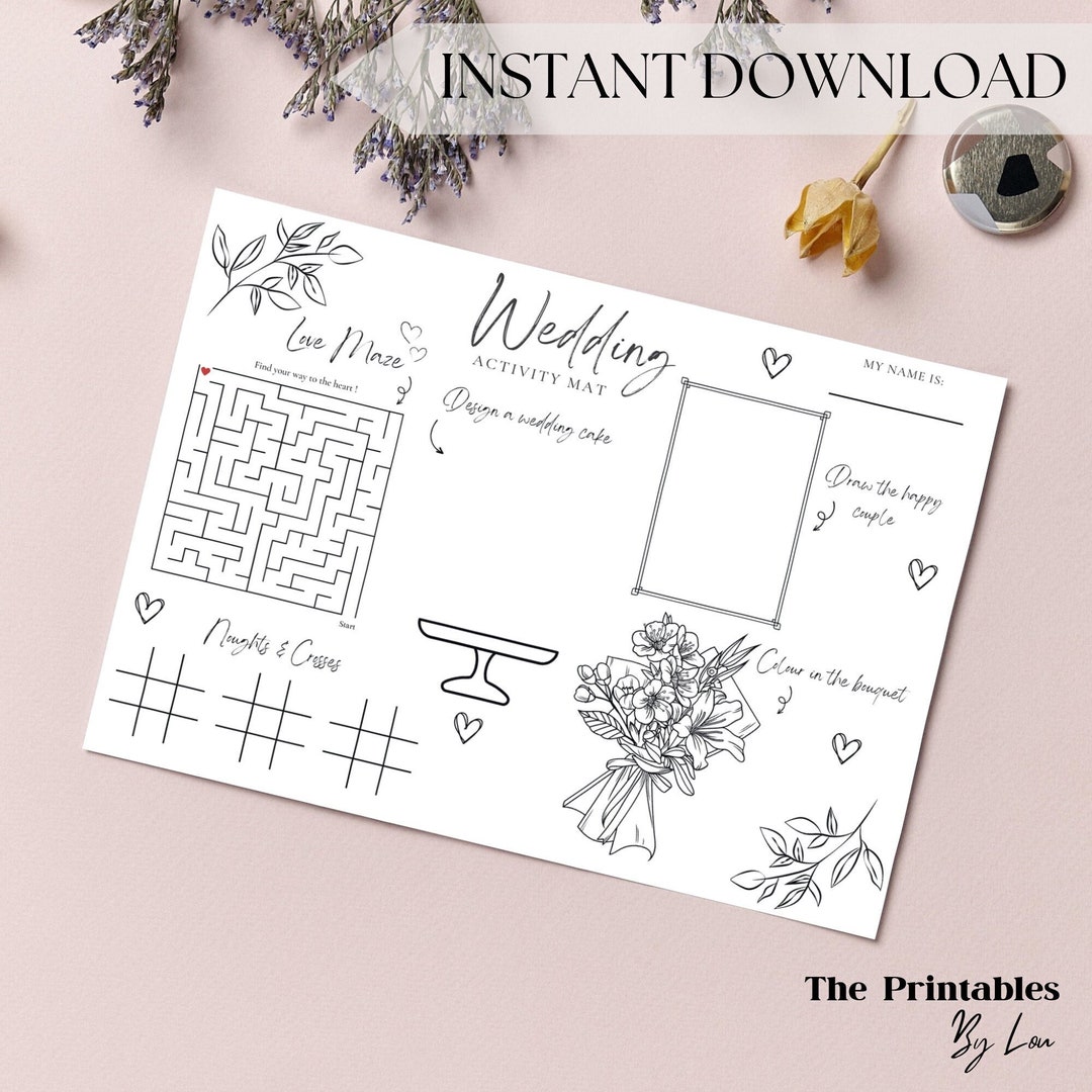 Children's Activity Placemat Kids Wedding Activity Mat - Etsy