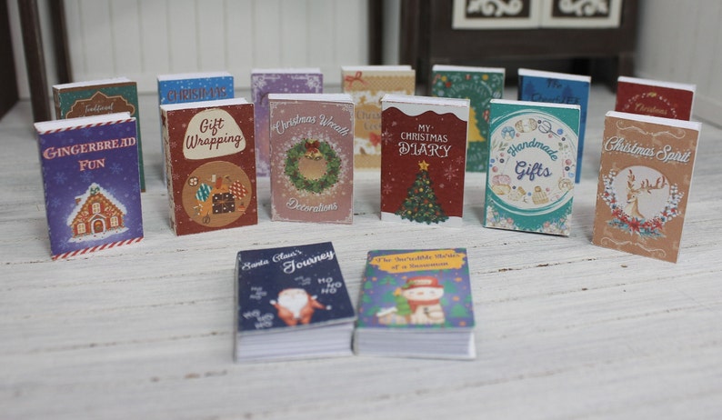 15 Miniature Christmas BOOK COVERS 1/6 Scale Instant Digital Download ...