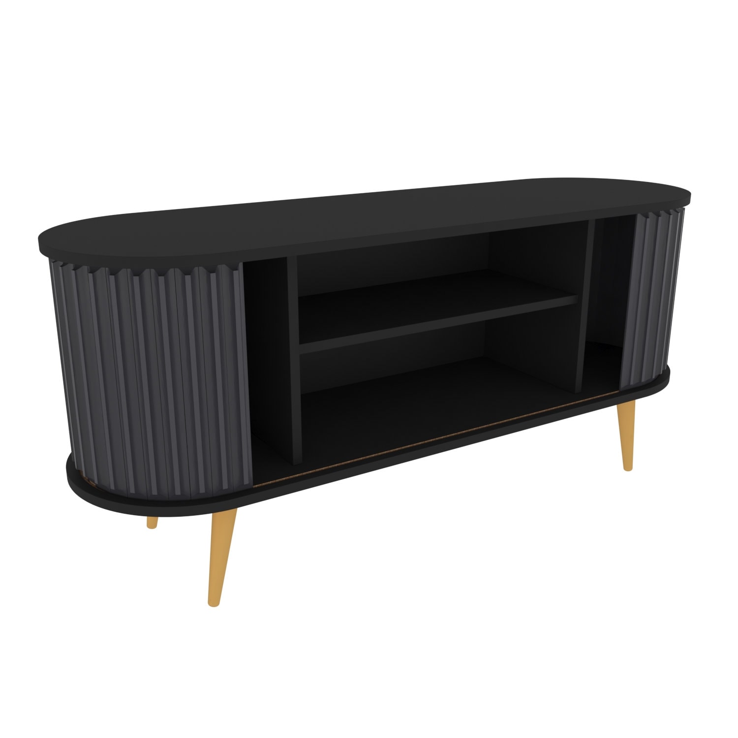 Decoplus Mid-century Modern 140 Cm Wide TV Unit Cabinet With Sliding ...