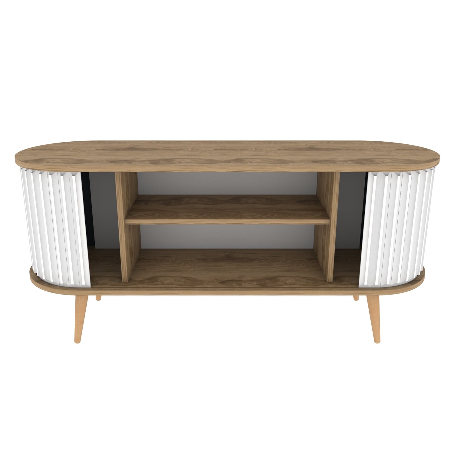 Decoplus Mid-century Modern 140 Cm Wide TV Unit Cabinet With Sliding ...