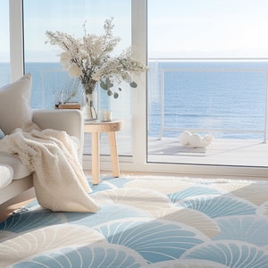 Beach House Coastal Living Room Rug Blue Seaside Beach House - Etsy UK