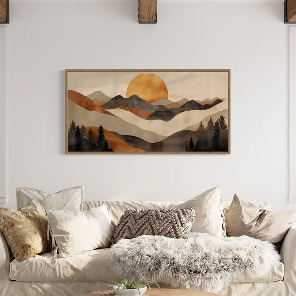 Boho Mountain Wall Art - Etsy