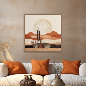 Boho Minimalist Neutral Colors Arizona Desert Landscape, Square Desert ...