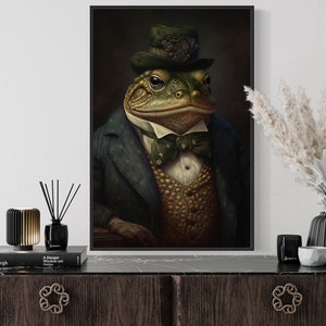Victorian Toad Vintage Portrait Painting Poster or Canvas Print, Frog ...