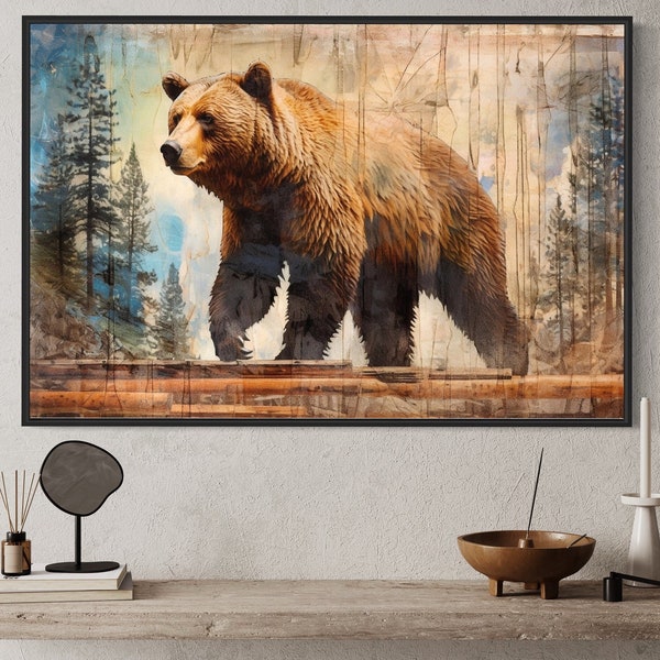 Large Canvas Art Bear - Etsy