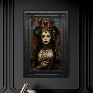 Gothic Queen of Hearts in Wonderland Painting Canvas PRINT, Dark ...