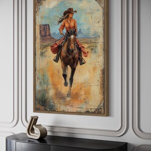 Cowgirl Riding A Horse in Monument Valley Wall Art, Rustic Western ...