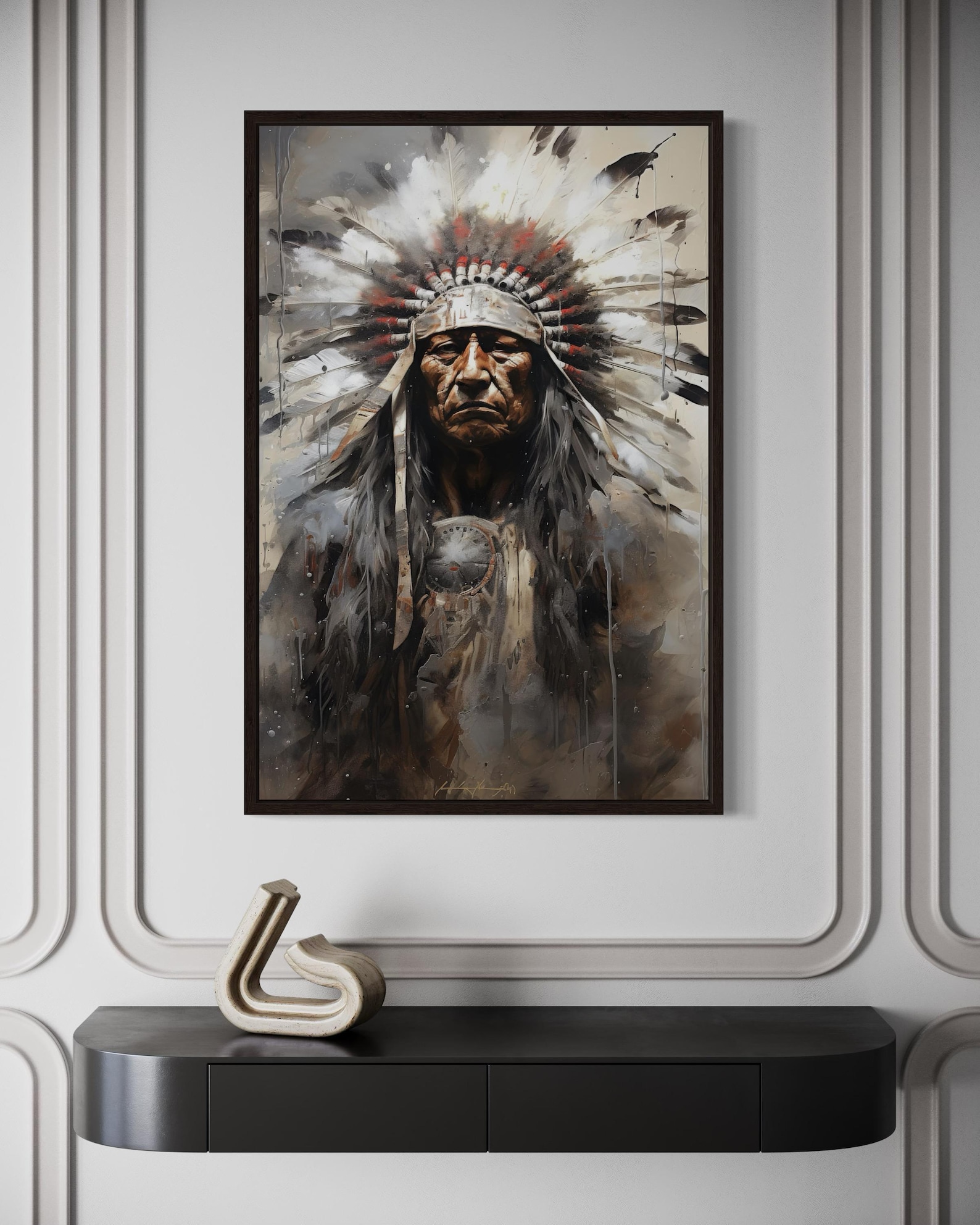 Indian Chief Painting, Native American Wall Art, Indigenous Chief ...