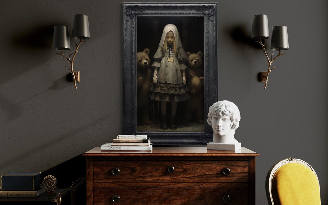Gothic Goldilocks and the Three Bears Painting Canvas PRINT, Dark ...