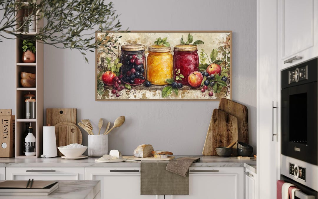 Rustic Farmhouse Kitchen Wall Art, Dining Room Wall Decor, Jam in Mason ...