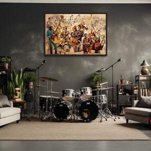 Music Room Wall Art Abstract Jazz Orchestra Painting Musician Gift ...
